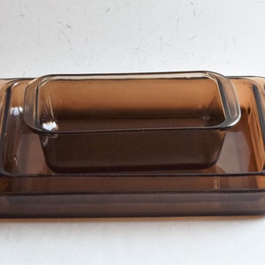 Set of 3 Matching Smokey Brown Pyrex Baking Pans/ Glass Bakeware ...