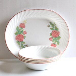 Corelle Elegant Rose Dinnerware by Corning Table 4 Place Settings Set ...