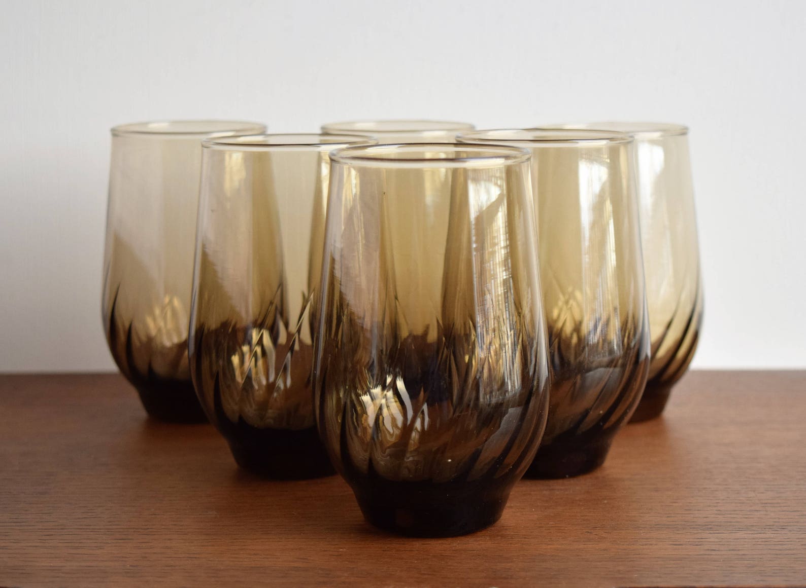Vintage Set of 6 Smoked-tinted Dinner Glasses/dinner Glasses - Etsy