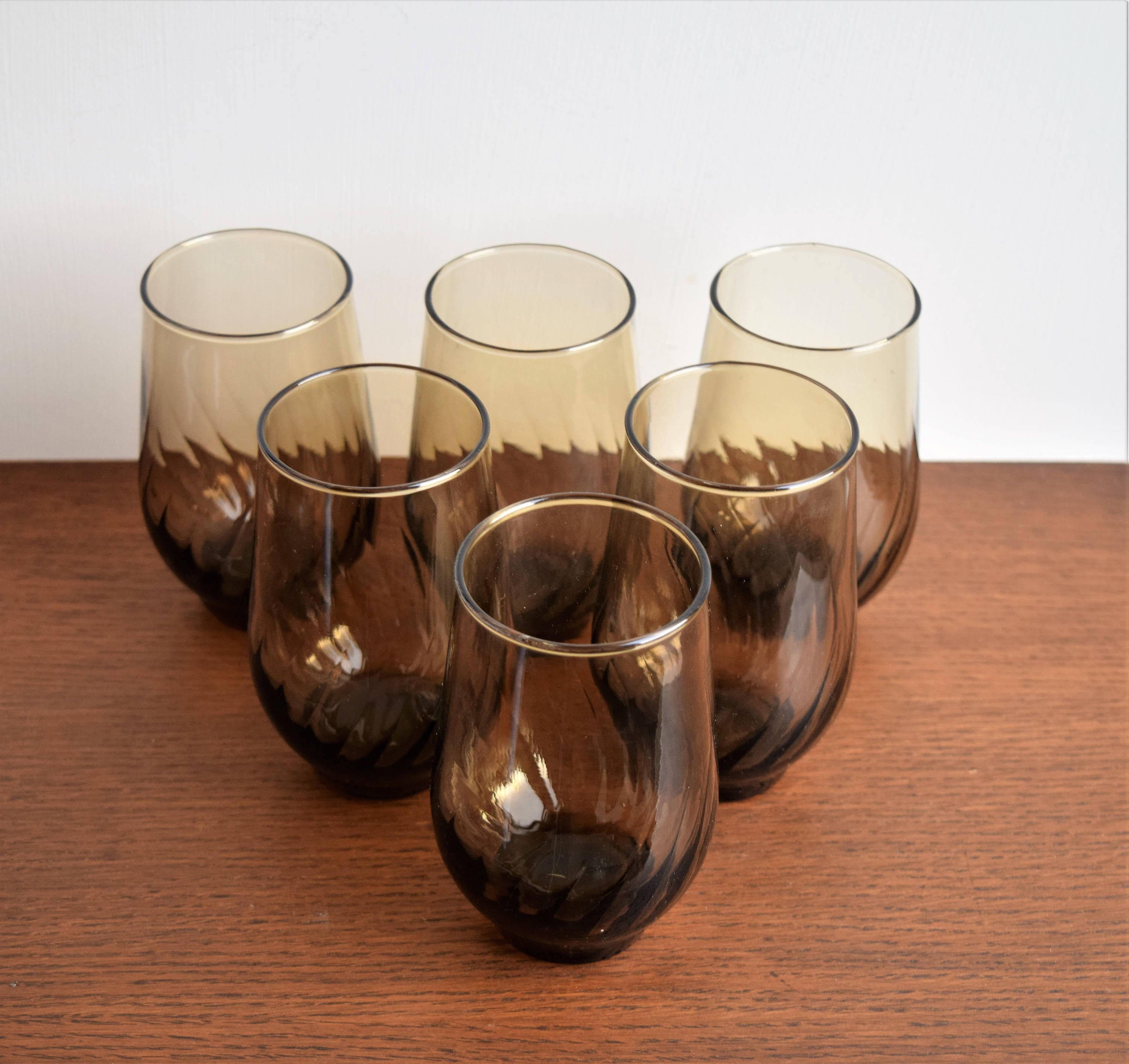 Vintage Set of 6 Smoked-tinted Dinner Glasses/dinner Glasses - Etsy
