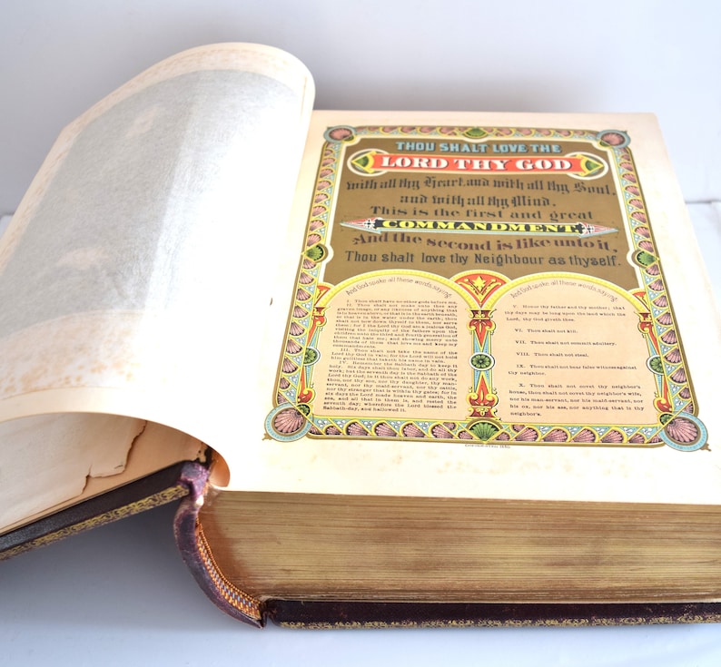 1886 Antique Family Bible: Gilt Leather Cover, Pictorial Edition - Etsy