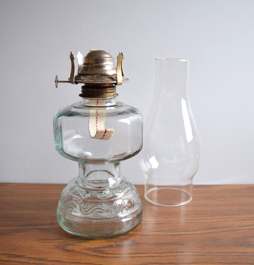 Clear Glass Oil Lamp With Chimney - Etsy