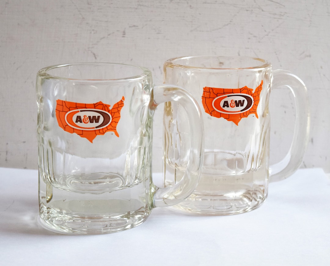 Set of 2 A&W Root Beer Small Mugs Heavy Glass Mugs - Etsy