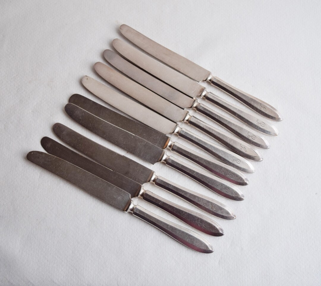 Set of 10 ONEIDA Patrician Silver Plate Knives With "l"/ Dinner Knives ...
