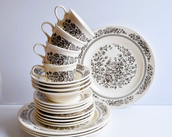 Ironstone Dinnerware Set of 20 Royal China Sussex Cavalier Made in the ...