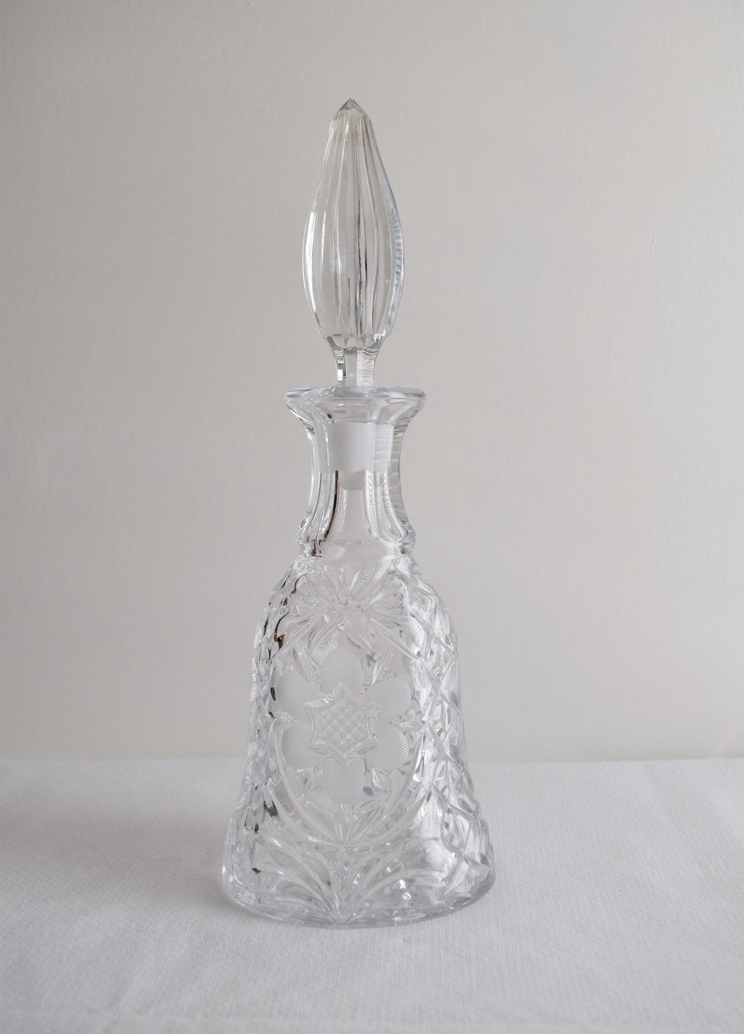 Vintage Glass Liquor Decanter: Floral Patterned Barware - Etsy