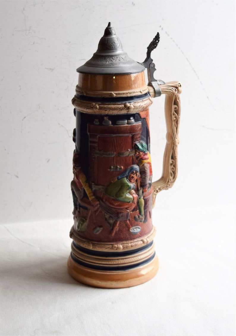 Large German Beer Stein 13-5/8 Tall Ceramic Lidded Mug - Etsy