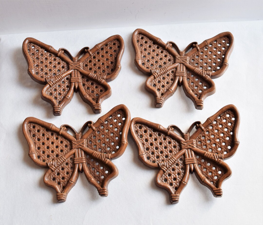 Burwood Prod Co Butterfly Plaques Wall Hangings Set of 4 1970s Home ...