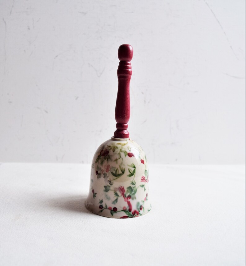 Vintage Decorative Ceramic Bell With Wooden Handle/ceramic - Etsy