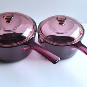 Set of 9 Piece Corning Vision Cranberry Cookware With Lid and Teflon - Etsy