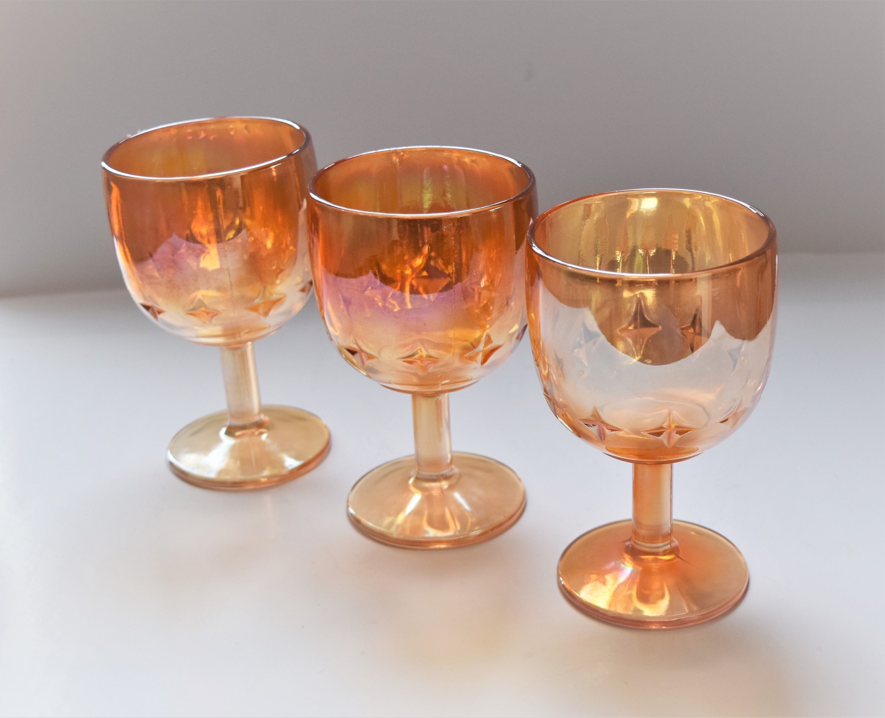 Set of 3 Iridescent Luster Big Goblets / Large Marigold - Etsy