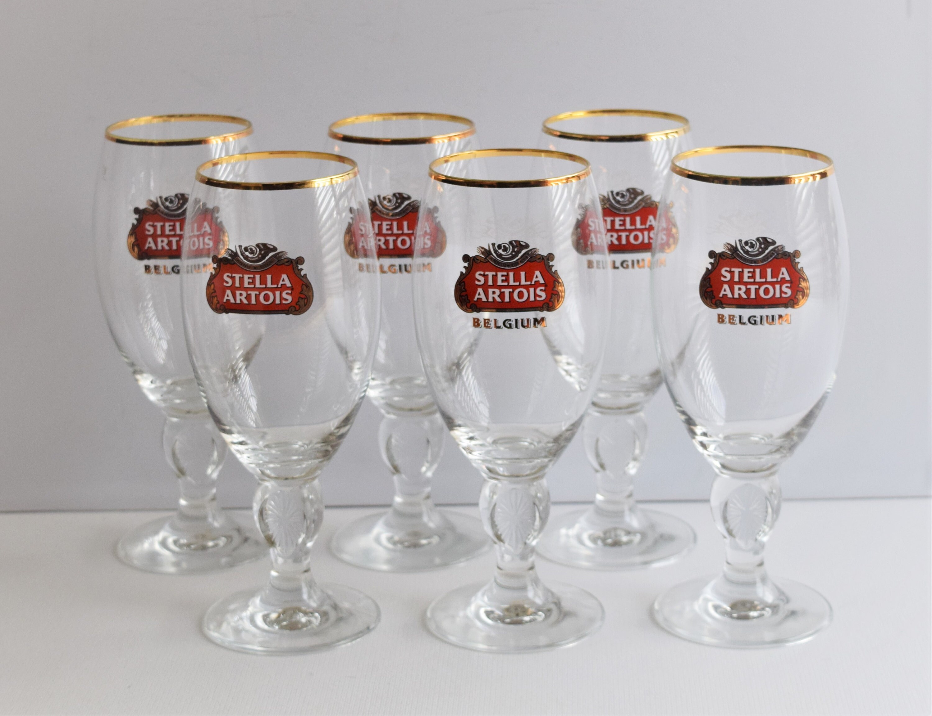 Set Of 6 Large Stella Artois Beer Glasses8 18 Beer Etsy