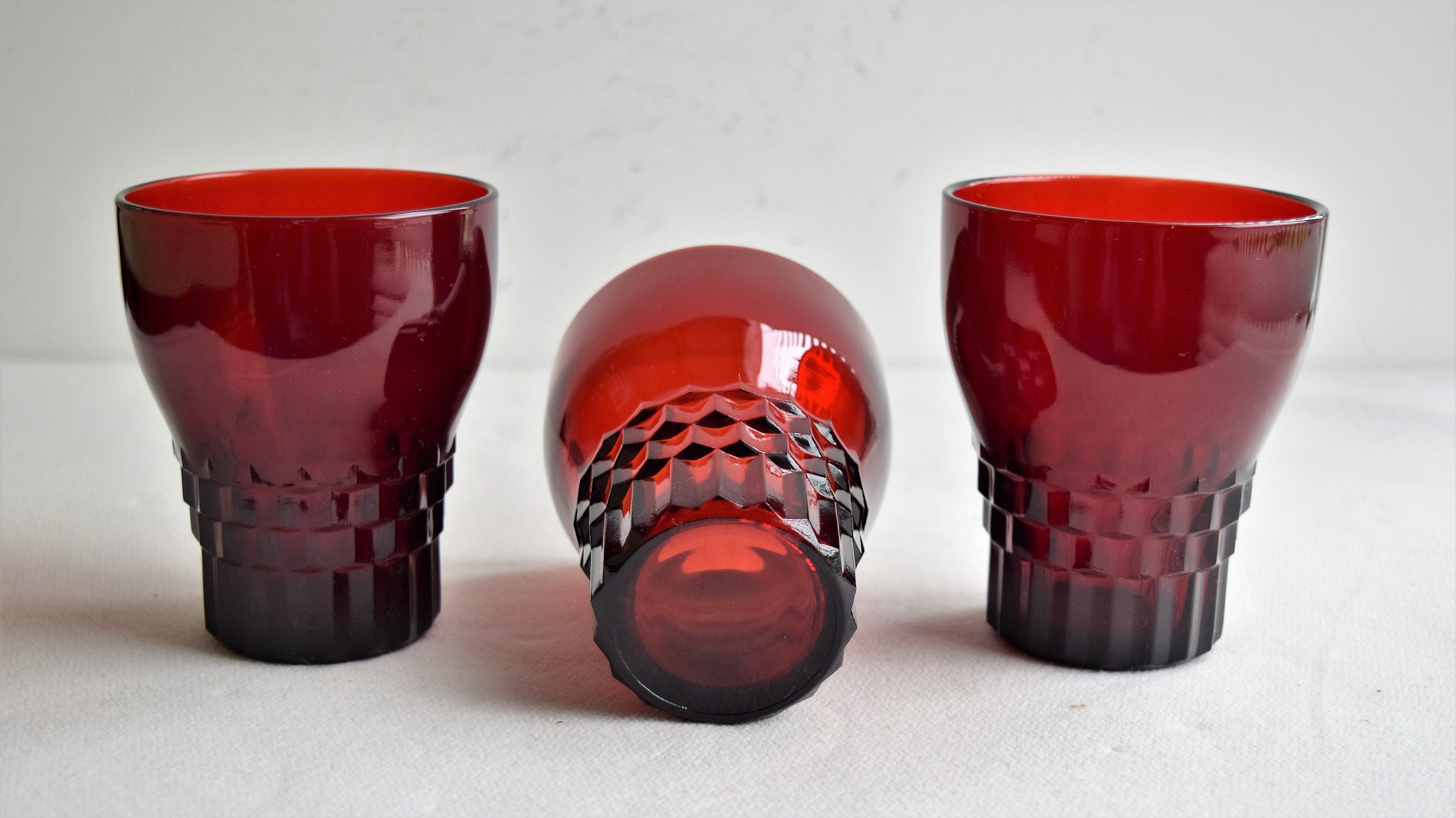 Set of 6 Anchor Hocking Ruby Red Glasses Windsor Royal Red Glassware - Etsy