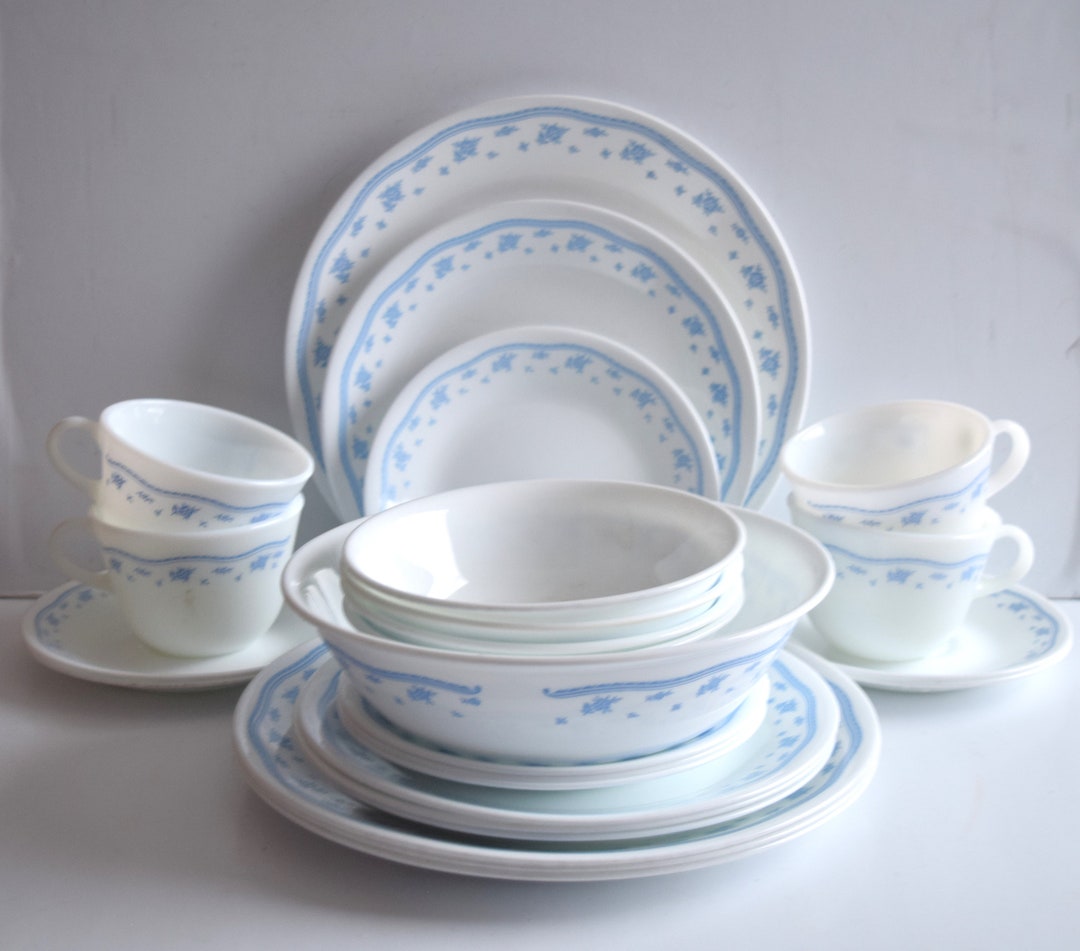 Set of 25 Corelle "morning Blue" Dinnerware Table 4 Place Settings - Etsy