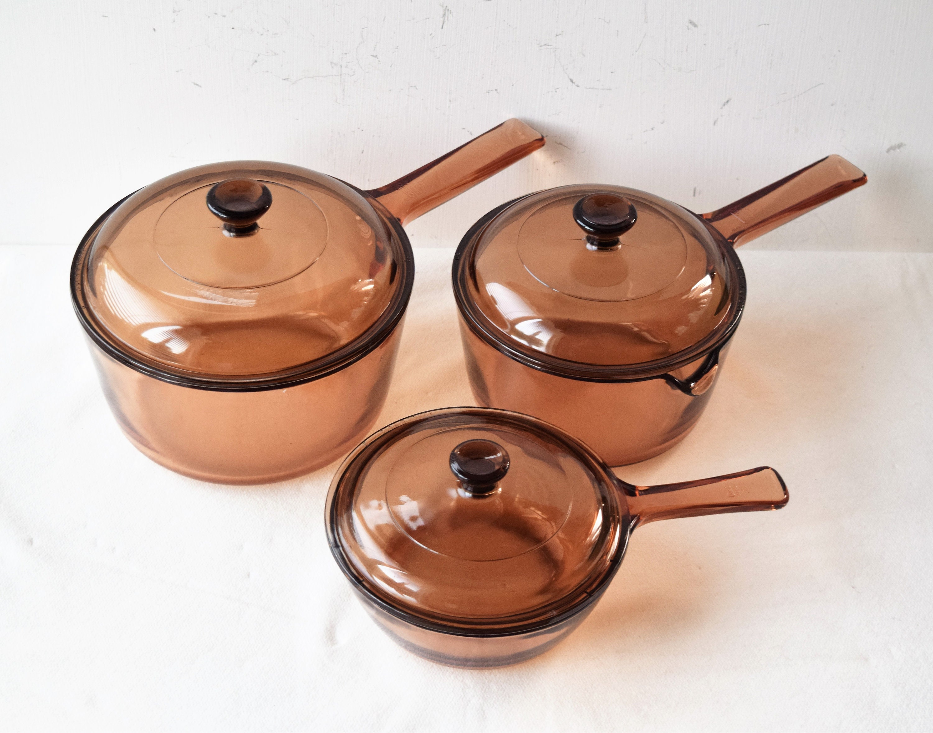 Set of 8 Piece Corning Vision Smoked-Glass Bakeware Set with | Etsy