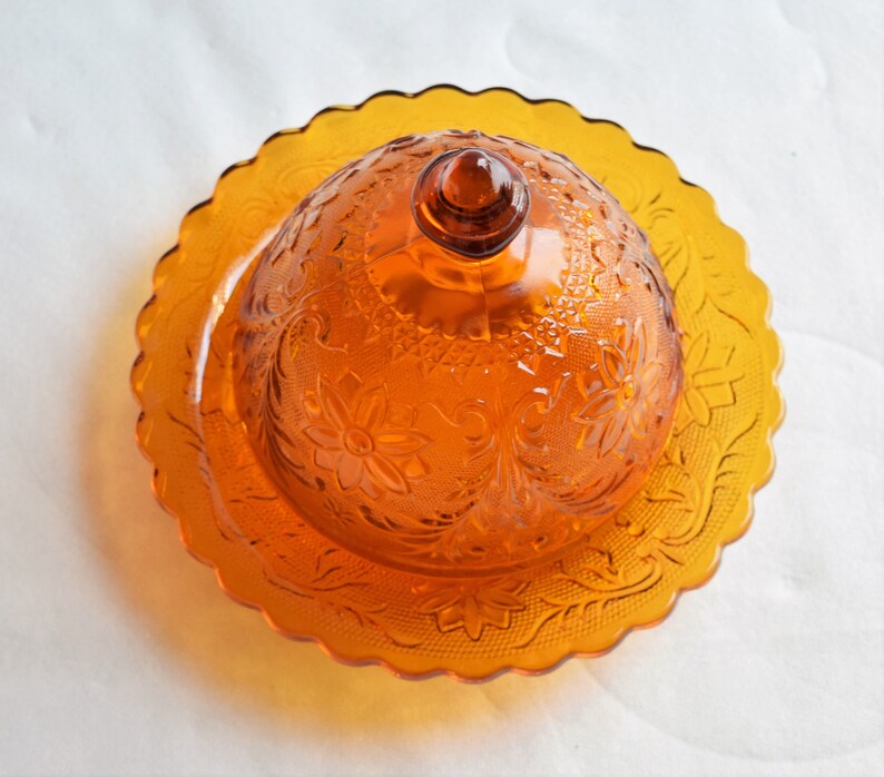 Amber Tiara Butter Lidded Dish Indiana Glass - Etsy