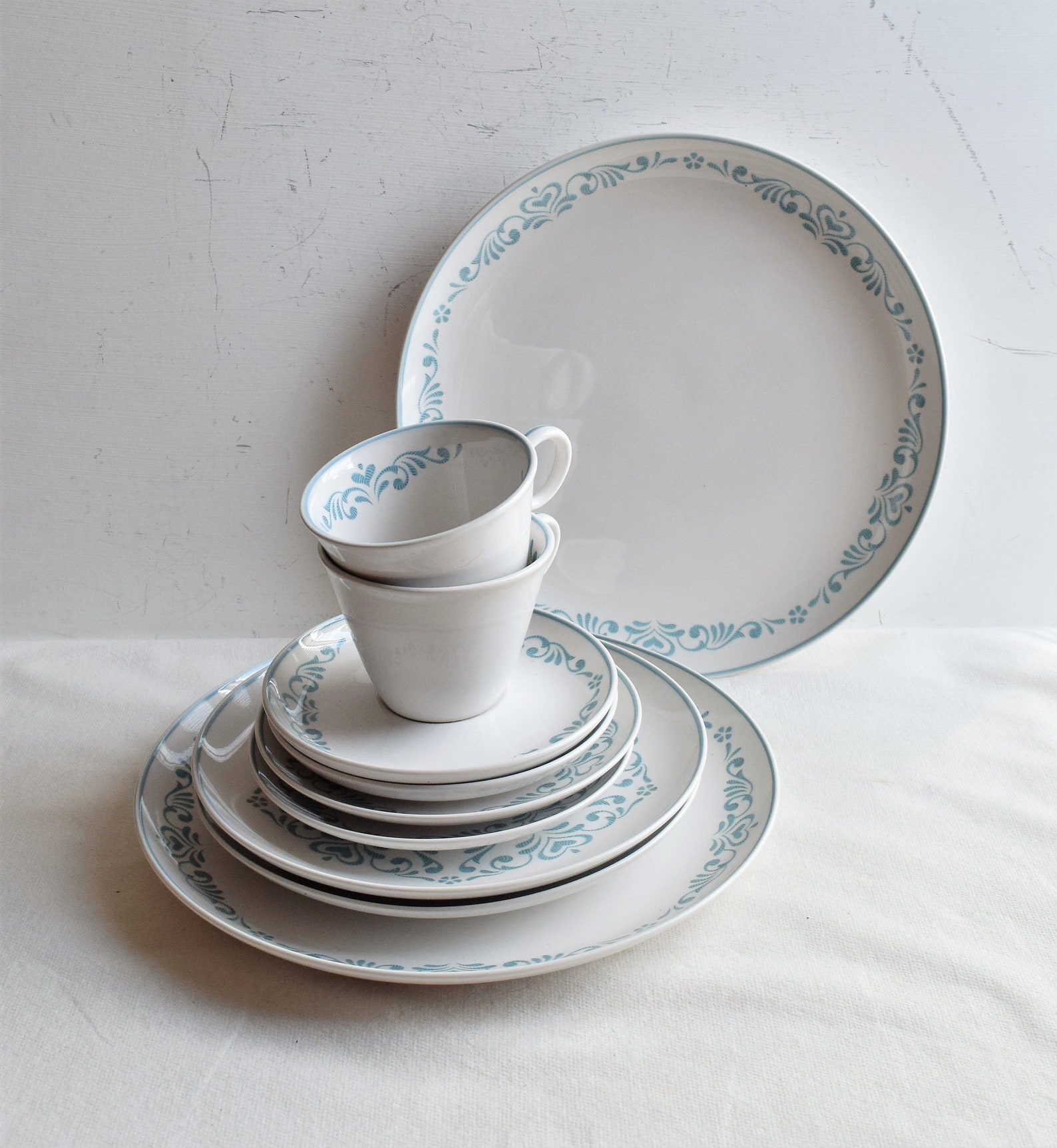 Vintage Franciscan Blue Fancy Dinnerware Set: 2 Place Settings - Etsy
