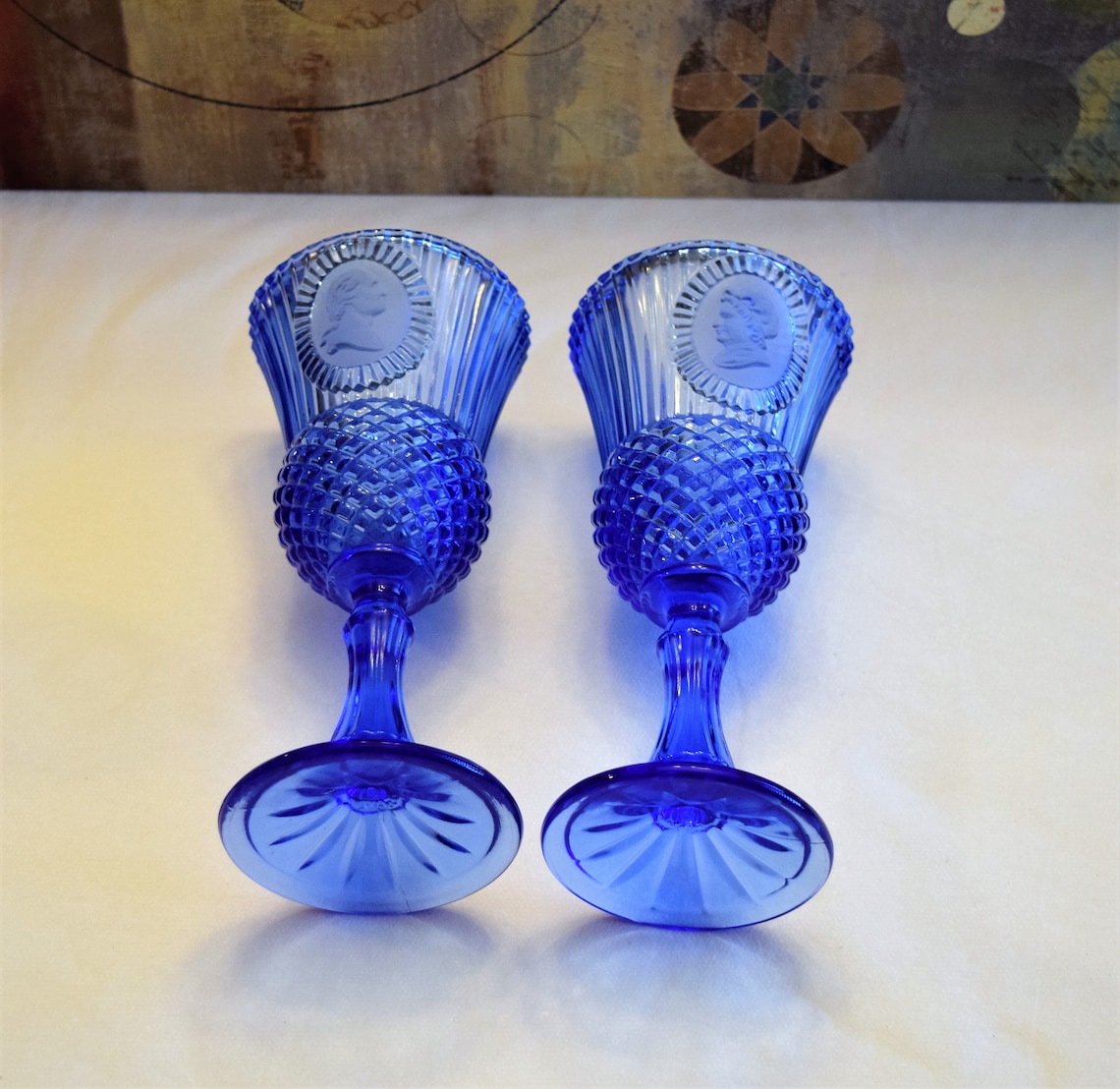 Set of 2 Vintage Cobalt Blue Avon Wine Goblets / Avon George | Etsy