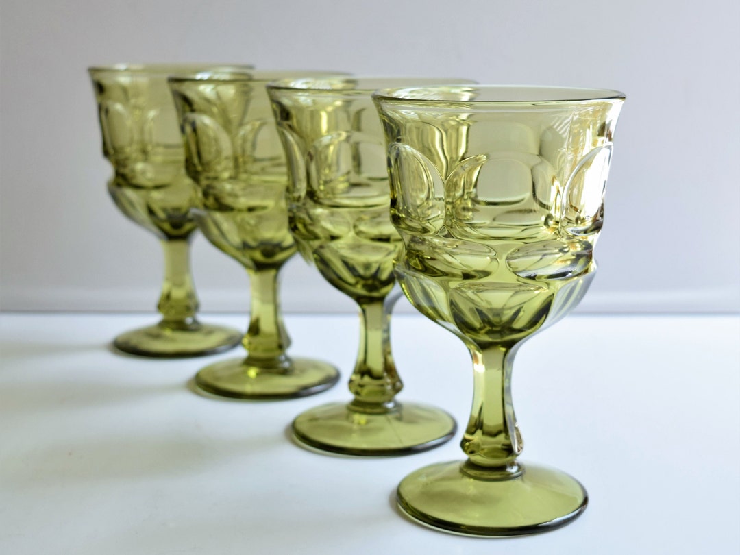 Set of 4 Large Green Fostoria Argus Glasses 6-1/2" Tall Water Glasses - Etsy