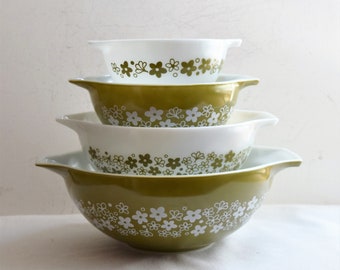 Vintage Pyrex Set of 4 Spring Blossom/crazy Daisy Cinderella Nesting ...