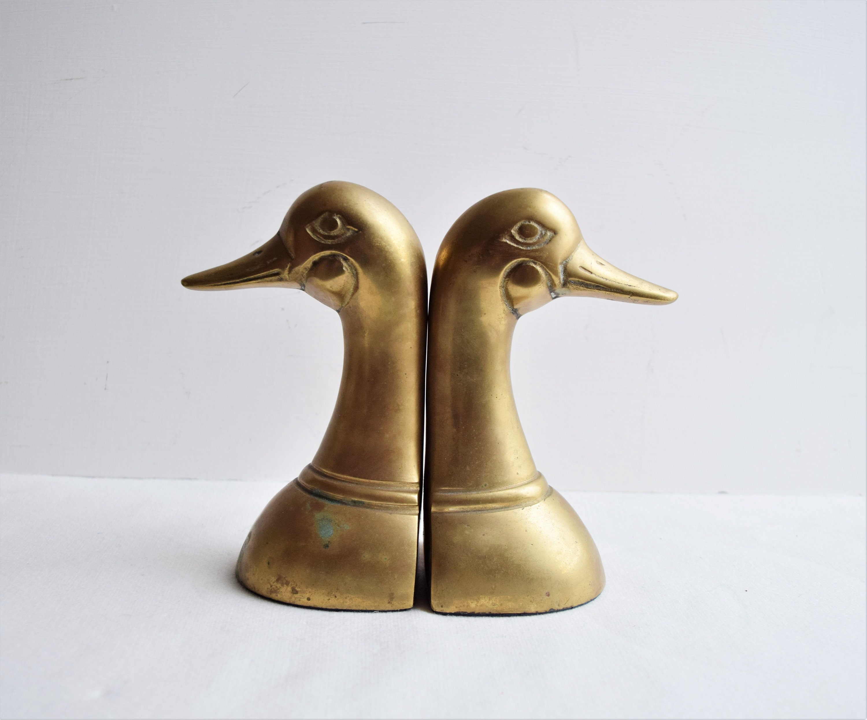 Vintage Set Of 2 Brass Duck Head Bookends/Brass Ornamental/ | Etsy