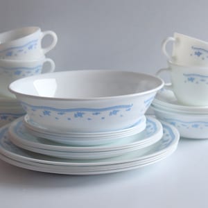 Set of 25 Corelle "morning Blue" Dinnerware Table 4 Place Settings - Etsy
