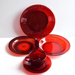 Ruby Red Glass Dinnerware Set of 20 Pieces - Etsy