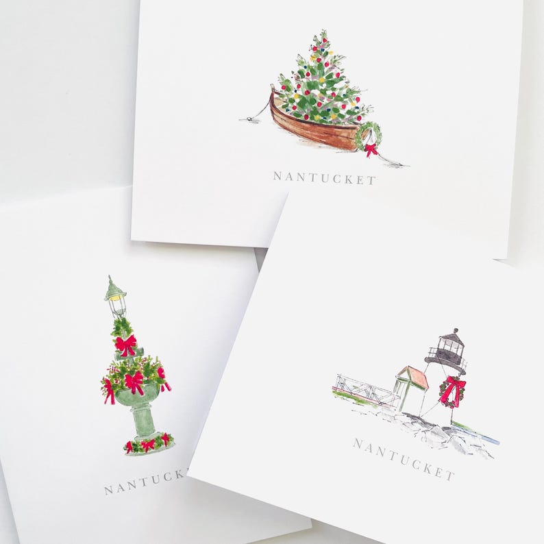 Nantucket Christmas Stroll Notecard Set - Etsy