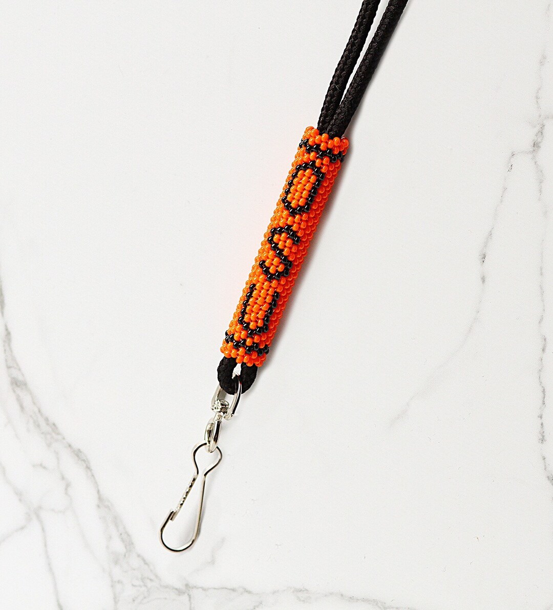 Authentic Native American Beaded Lanyard-oklahoma State Cowboys (orange ...
