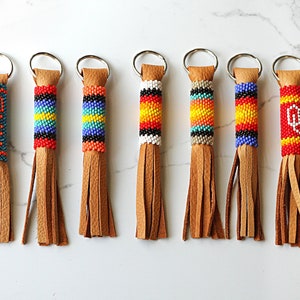 Authentic Native American Beaded Tassel Keychain-blue - Etsy