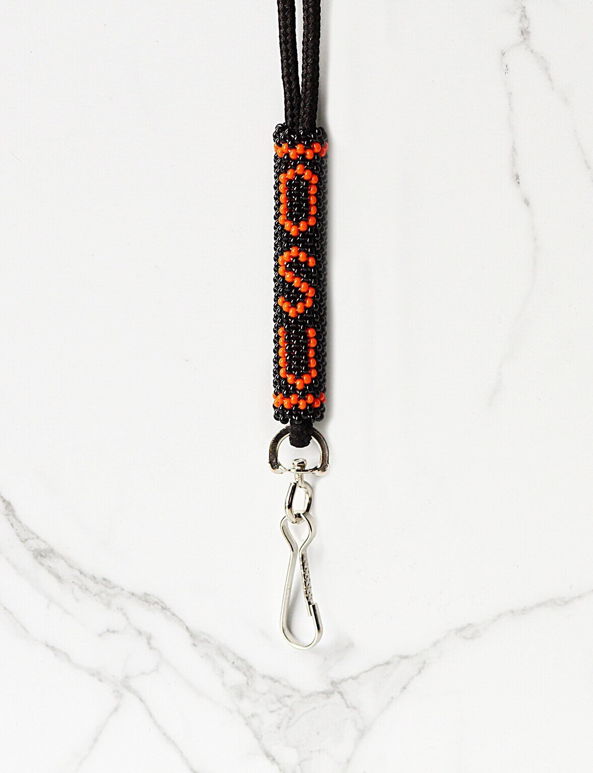 Authentic Native American Beaded Lanyard-oklahoma State Cowboys (black ...