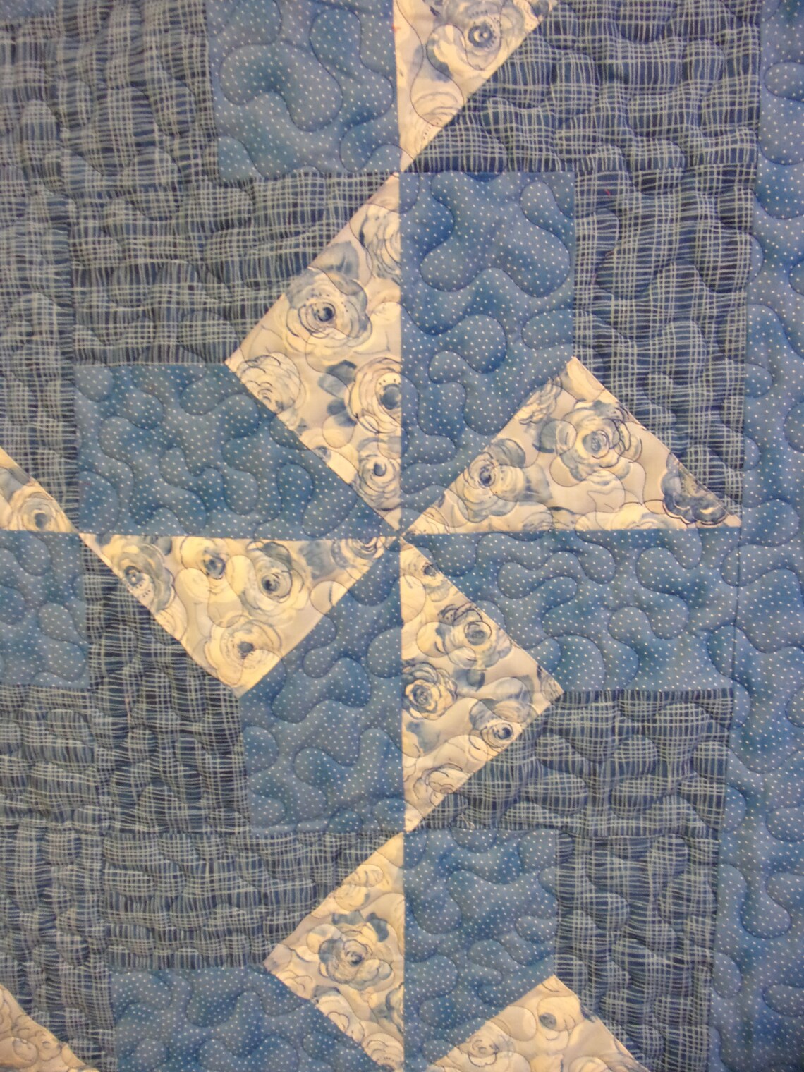 Queen Size Quilt Queen Blue Rose Pinwheel Quilt 82 X - Etsy