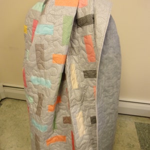 Handmade Patchwork Color Bricks in Gray Quilt, 75" X 87" - Etsy