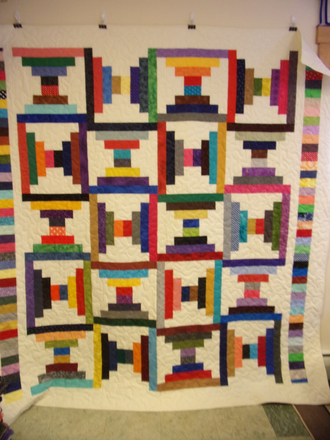 Quilt, Handmade Scrappy Color Bars Queen Size Quilt, 84 X 90 - Etsy