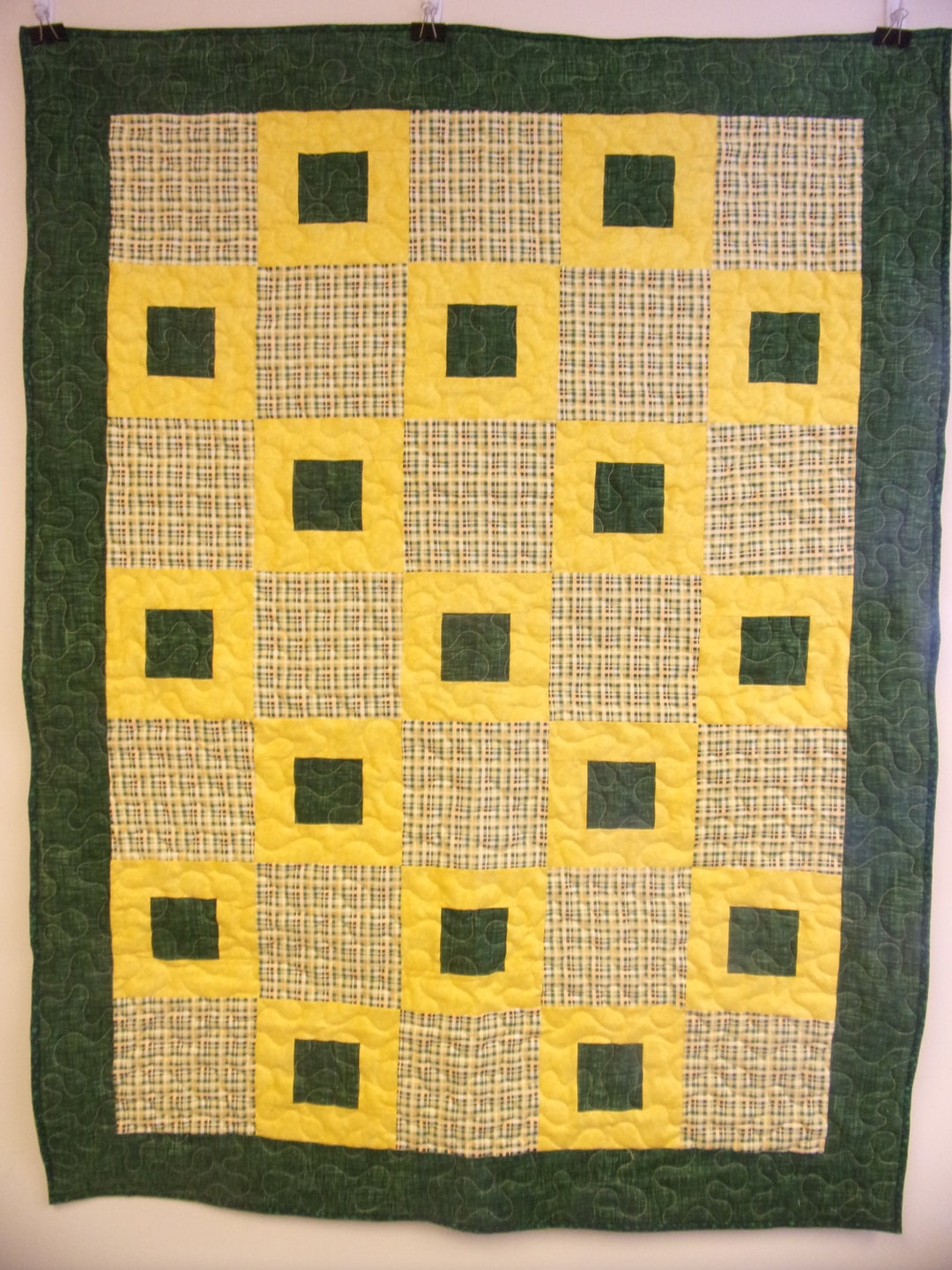 Quilt, Green and Yellow Tractor Plaid Throw Quilt 46" X 61" - Etsy