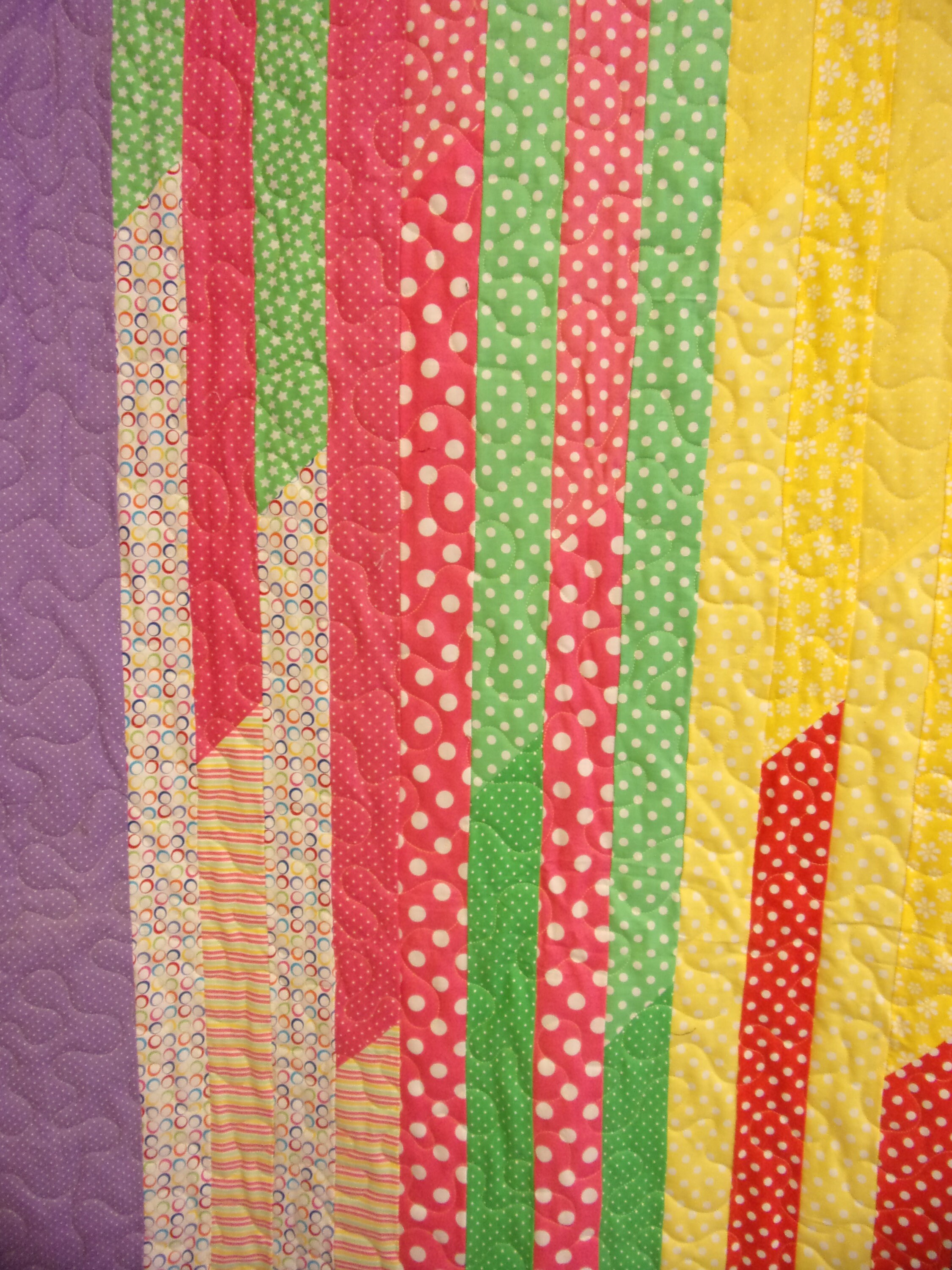 Handmade Patchwork Quilt, Vertical Striped Primary Color Rainbow Quilt ...