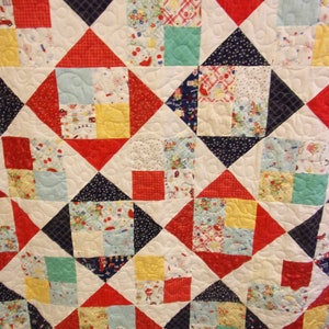 Quilt, Handmade Red White and Bloom Quilt, 79" X 87" - Etsy
