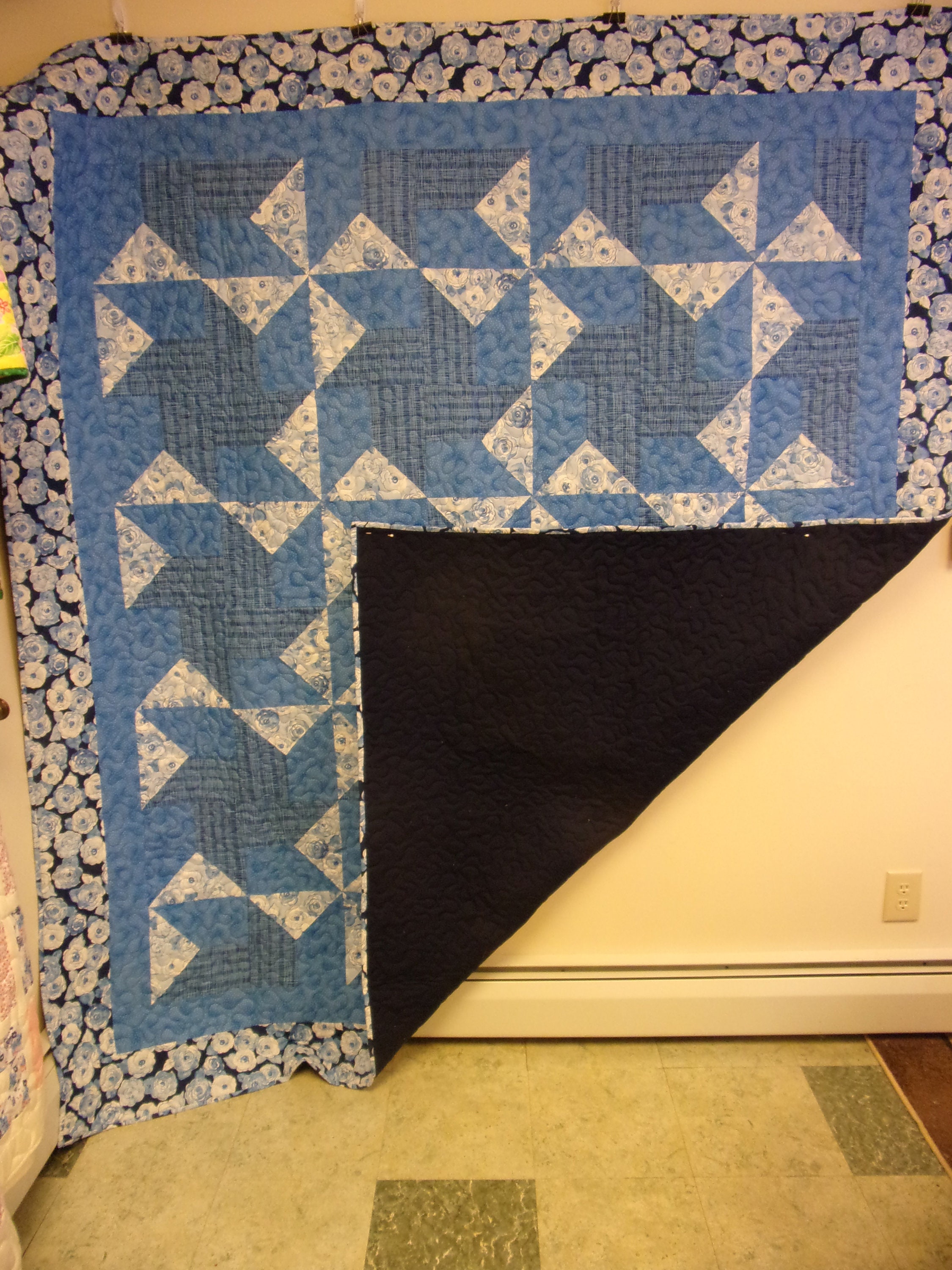 Queen Size Quilt, Queen Blue Rose Pinwheel Quilt, 82 X 87 - Etsy