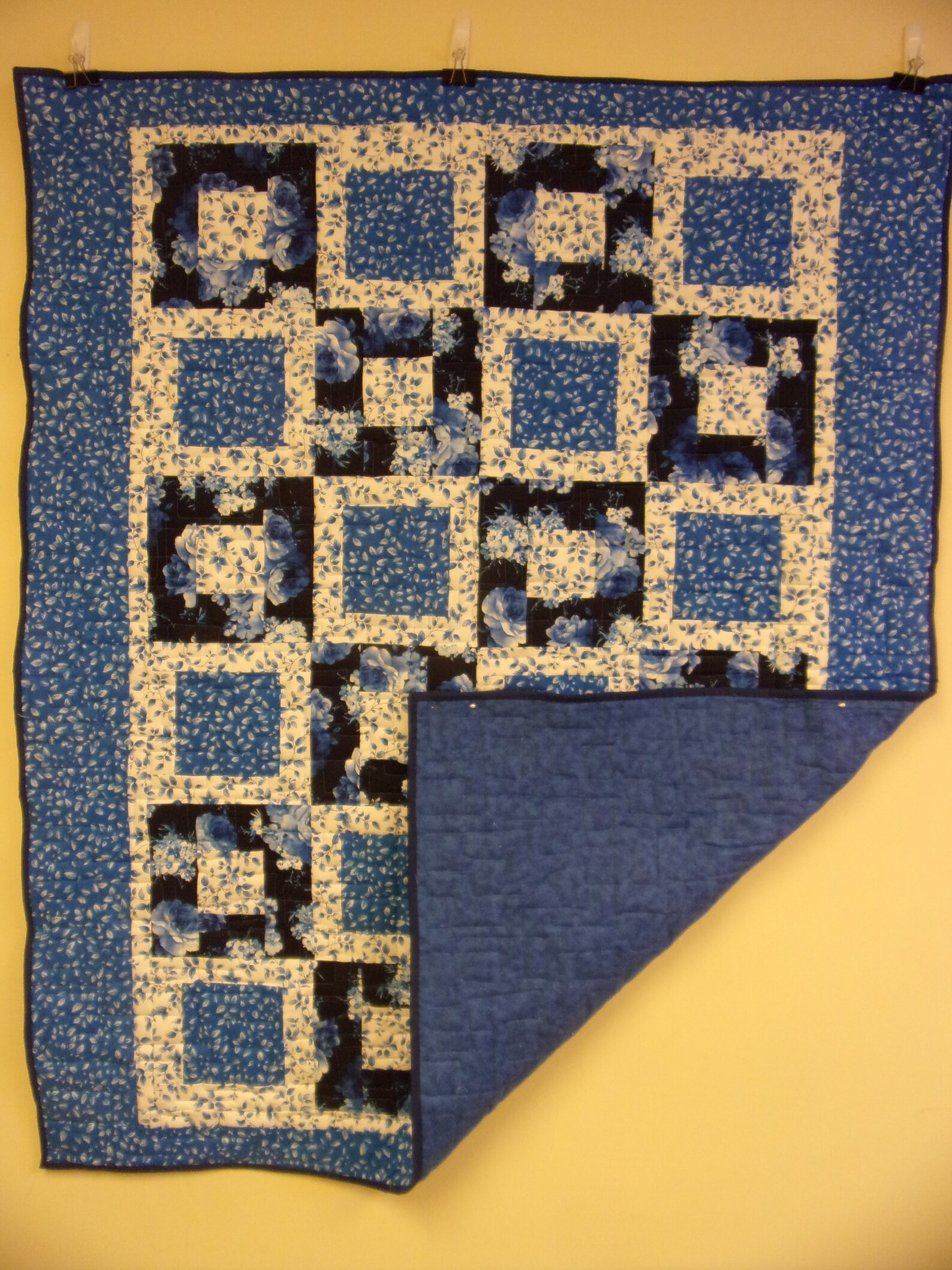 Quilt, Handmade Blue Rose Quilt 47 X 58 - Etsy