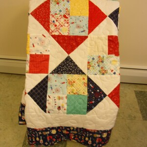 Quilt, Handmade Red White and Bloom Quilt, 79" X 87" - Etsy