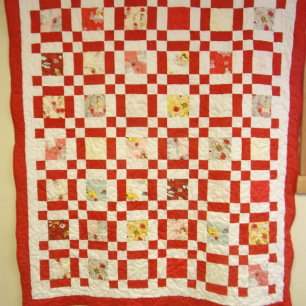 Red and White Quilt - Etsy