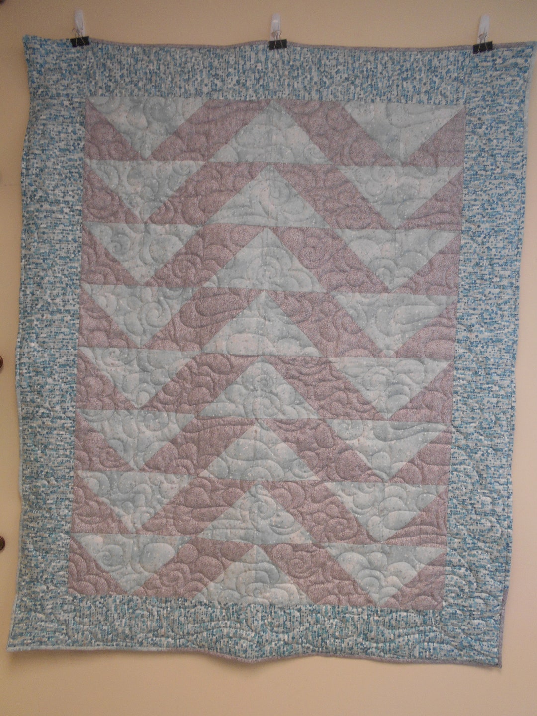 Flying Geese Throw Quilt: Blue & Grey Lap Quilt (48" X 60") - Etsy