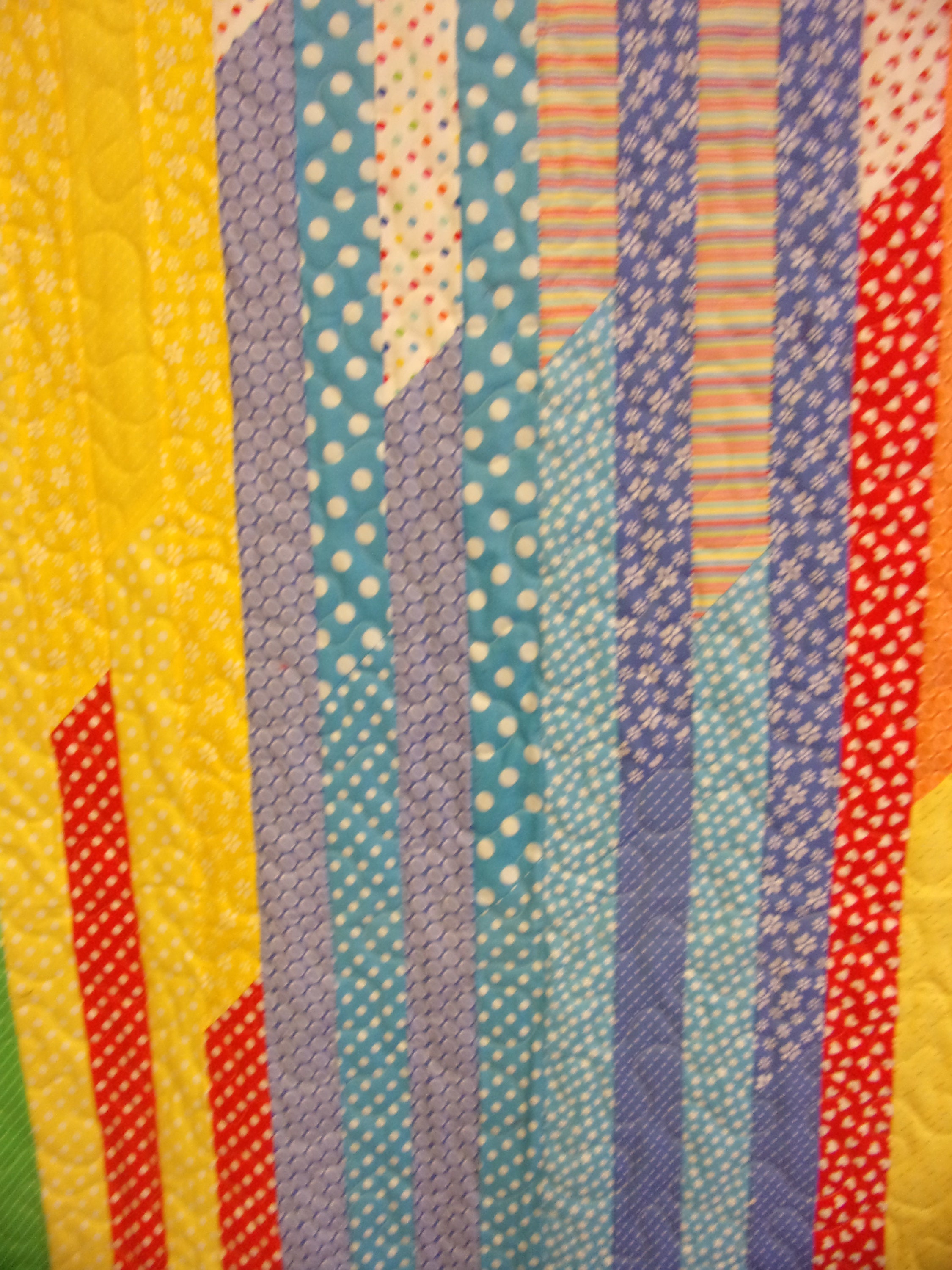 Handmade Patchwork Quilt, Vertical Striped Primary Color Rainbow Quilt ...