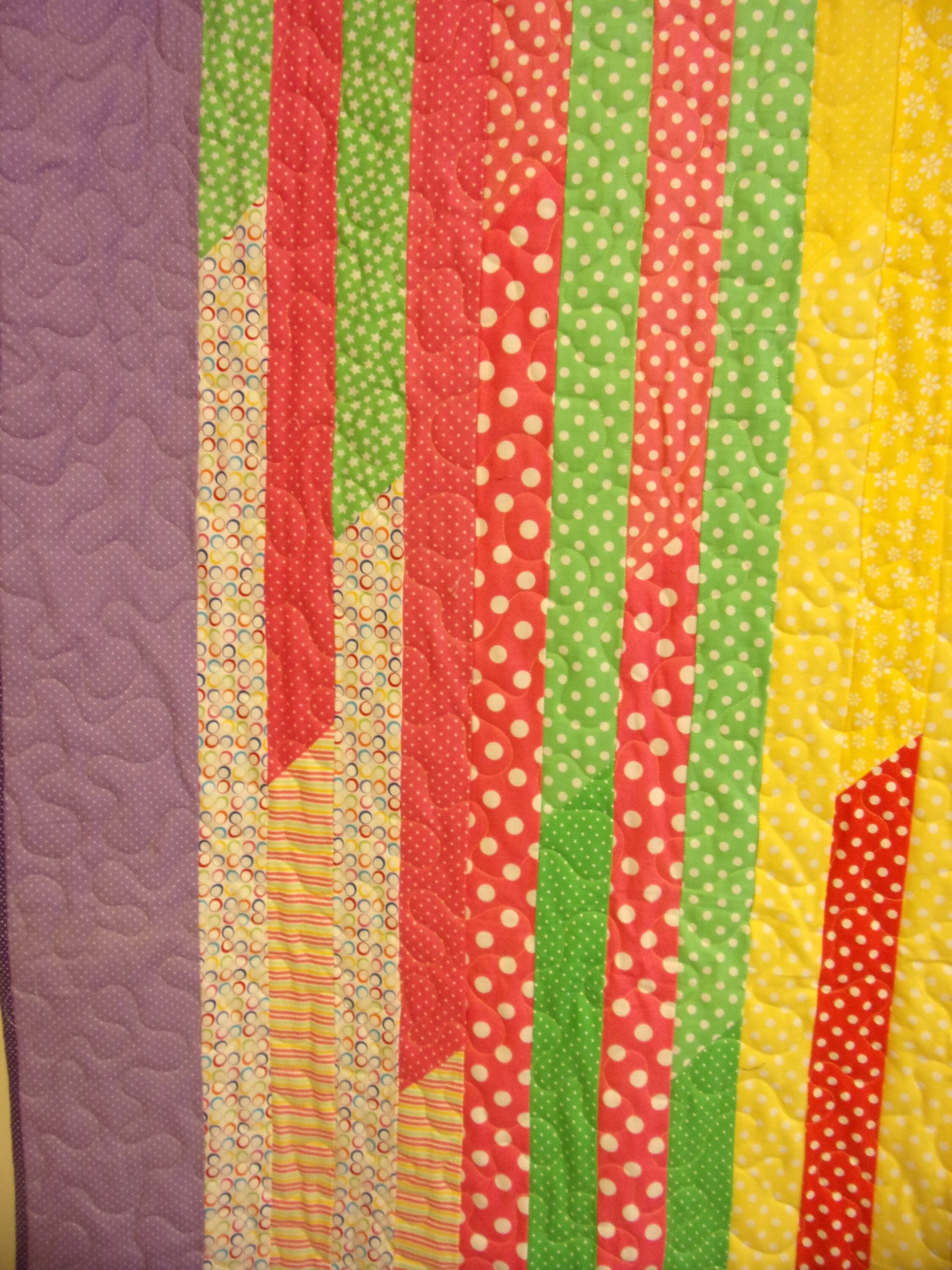 Handmade Patchwork Quilt, Vertical Striped Primary Color Rainbow Quilt ...