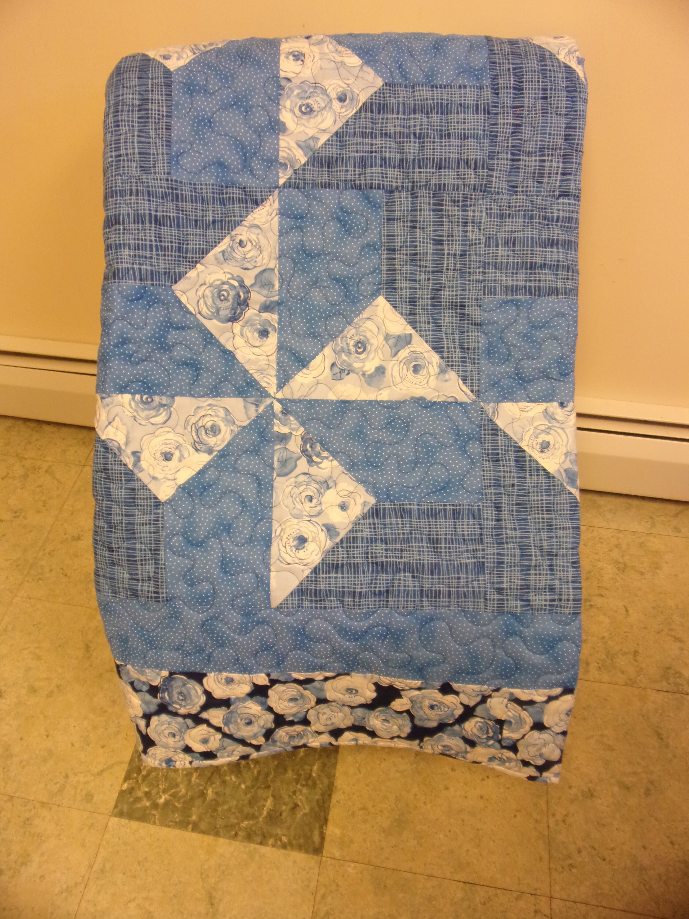Queen Size Quilt, Queen Blue Rose Pinwheel Quilt, 82 X 87 - Etsy
