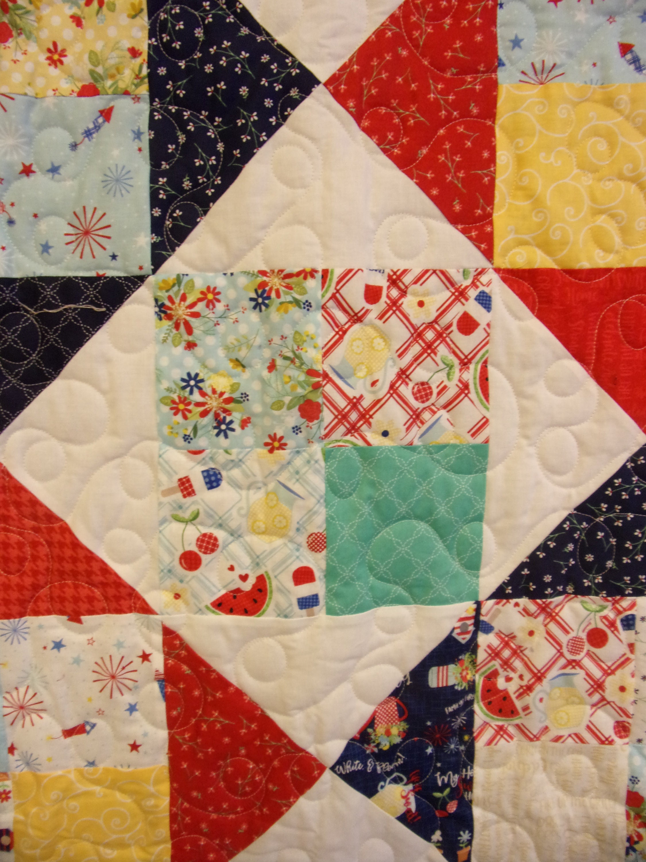 Quilt, Handmade Red White and Bloom Quilt, 79" X 87" - Etsy