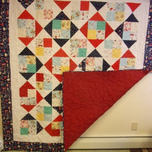 Quilt, Handmade Red White and Bloom Quilt, 79" X 87" - Etsy