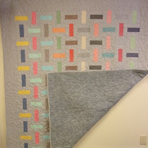 Handmade Patchwork Color Bricks in Gray Quilt, 75" X 87" - Etsy