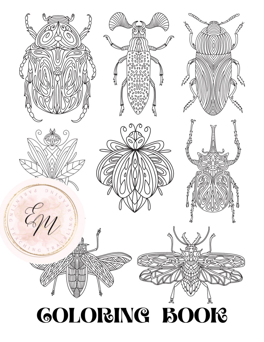 Bugs for Mindful Coloring - Pdf Download - Printable - Etsy