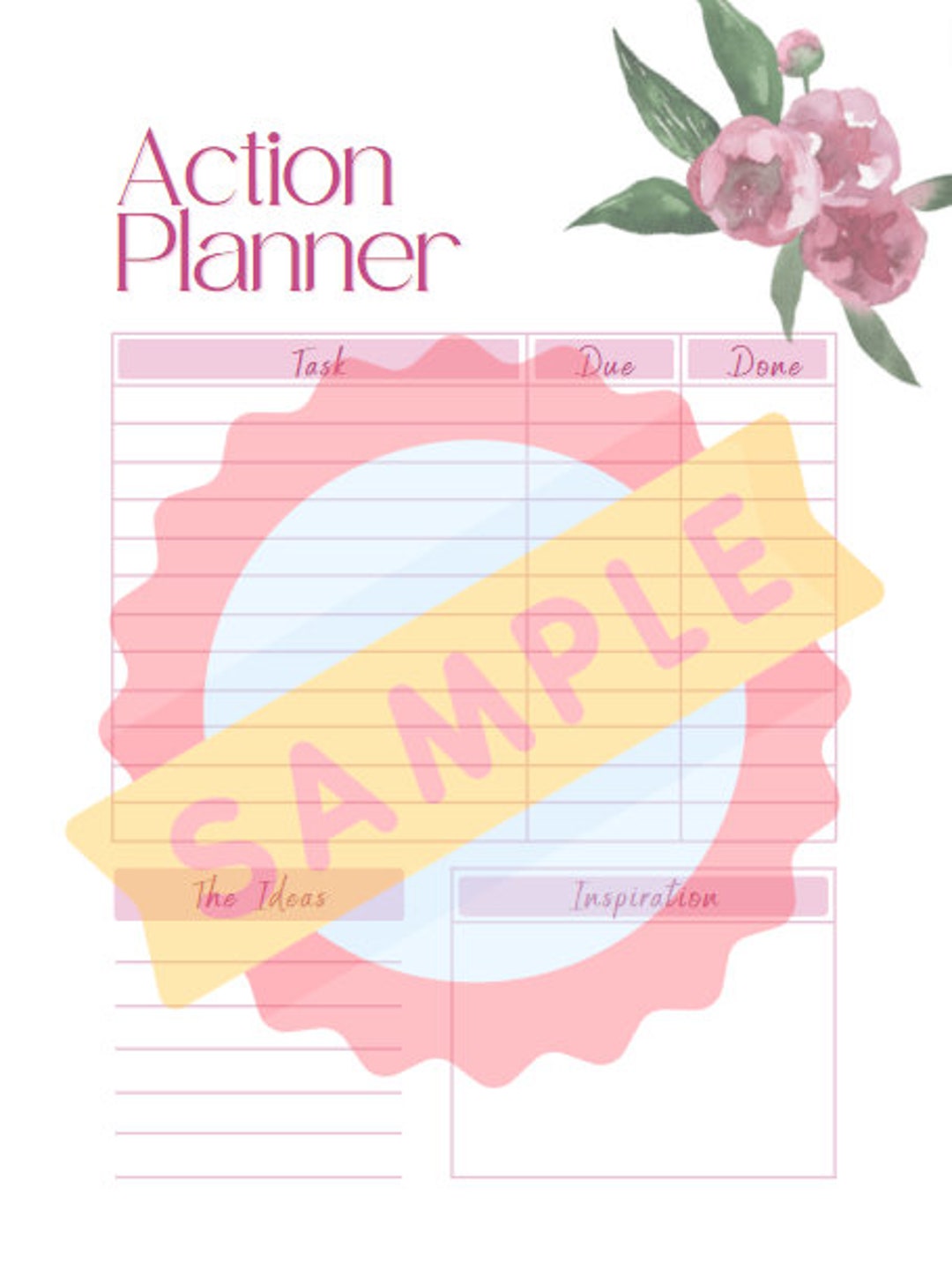Action Planner- Task and Due Date Tracker- PDF Download - Etsy